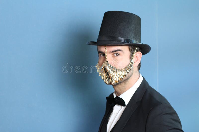 Upper Class Male Wearing Luxurious Protective Mask Stock Image - Image ...