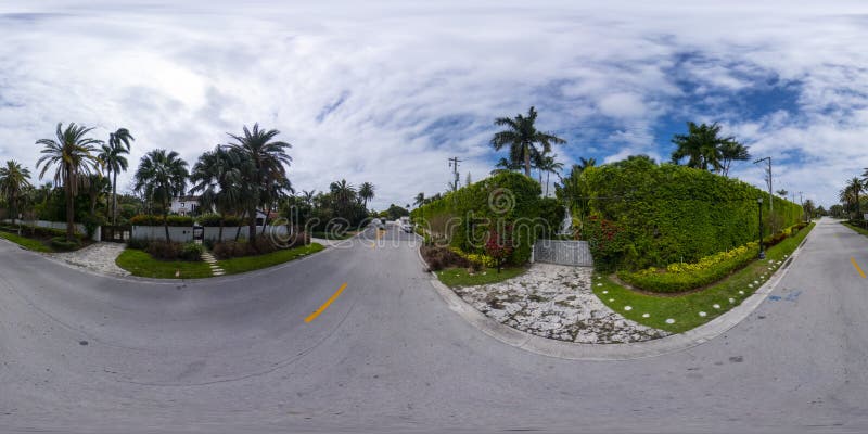 Upper Class Neighborhood Street View Shot with 360 Camera Stock Photo ...