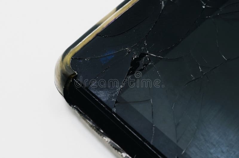 Upper Corner of a Smartphone with the Glass Broken of the Screen Stock ...