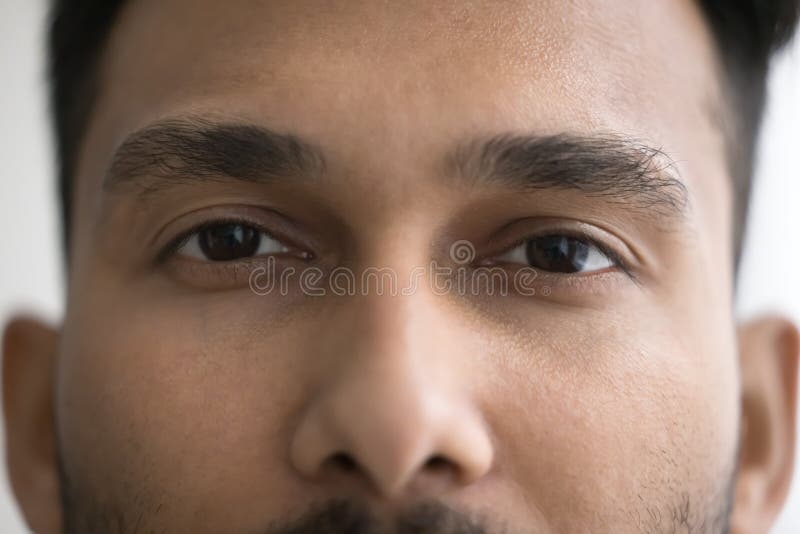 Indian Male Upper Face Close Up Shot Stock Photo - Image of facial ...