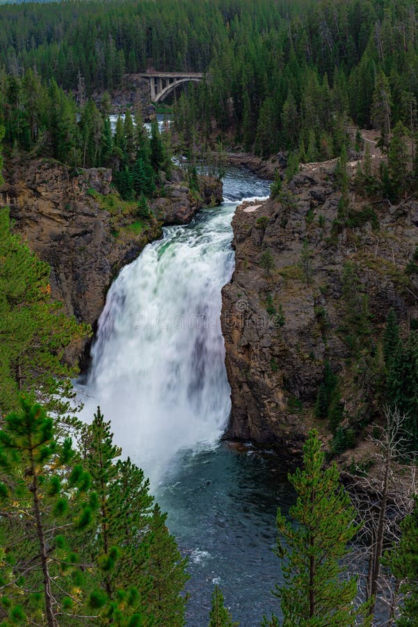 UPPER Falls of the Yellowstone from Artist Point Stock Image - Image of ...