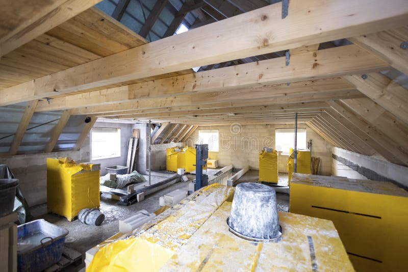 Upper Floor Construction Site of a Single Family House Stock Photo ...