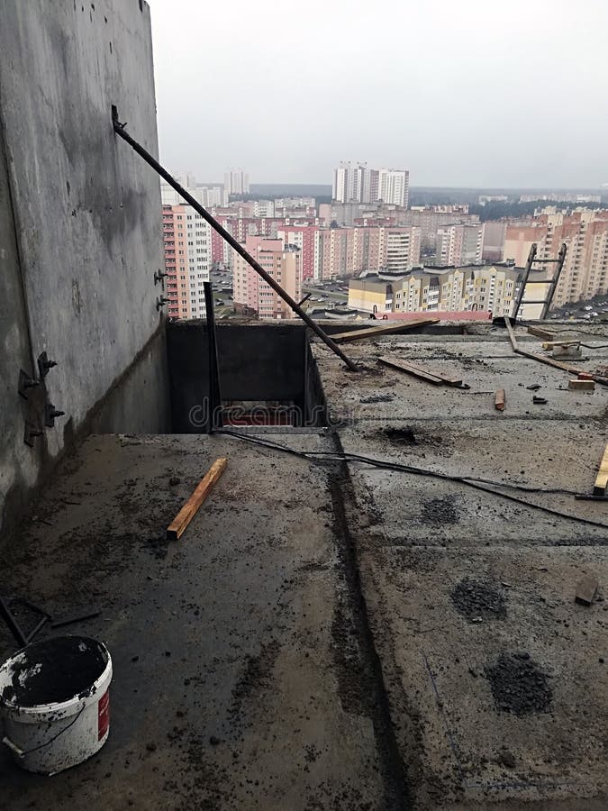 Upper Floor of an Unfinished Residential Building with City Views, a ...