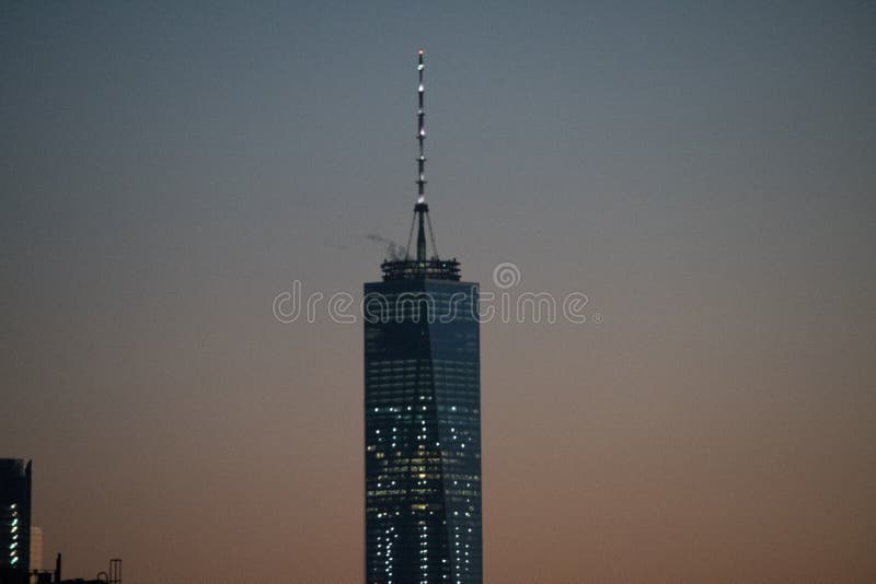 Closeup of the Upper Floors and Antenna of the Freedom Tower. Stock ...