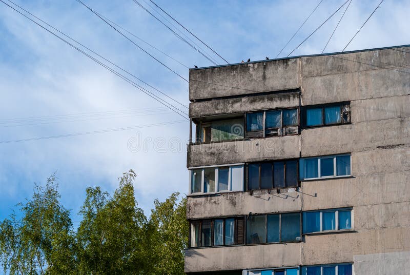 Upper Floors of an Old High-rise Building Stock Photo - Image of ...