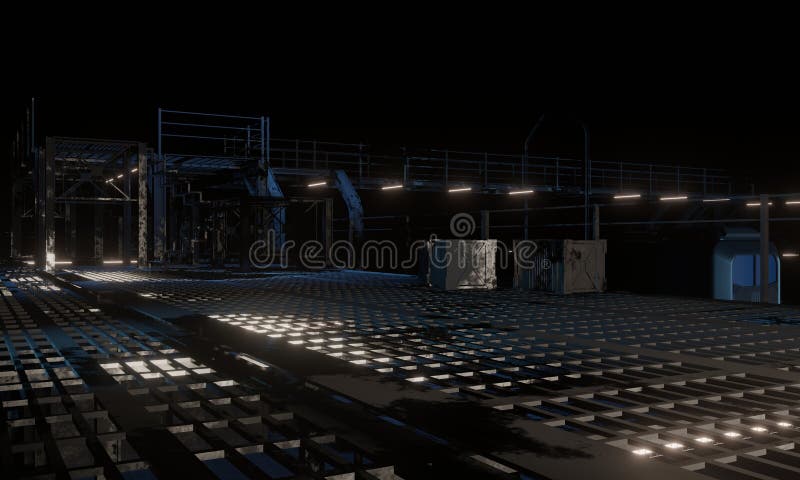 The Upper Grating Walkway of the Base of Operations Stock Illustration ...