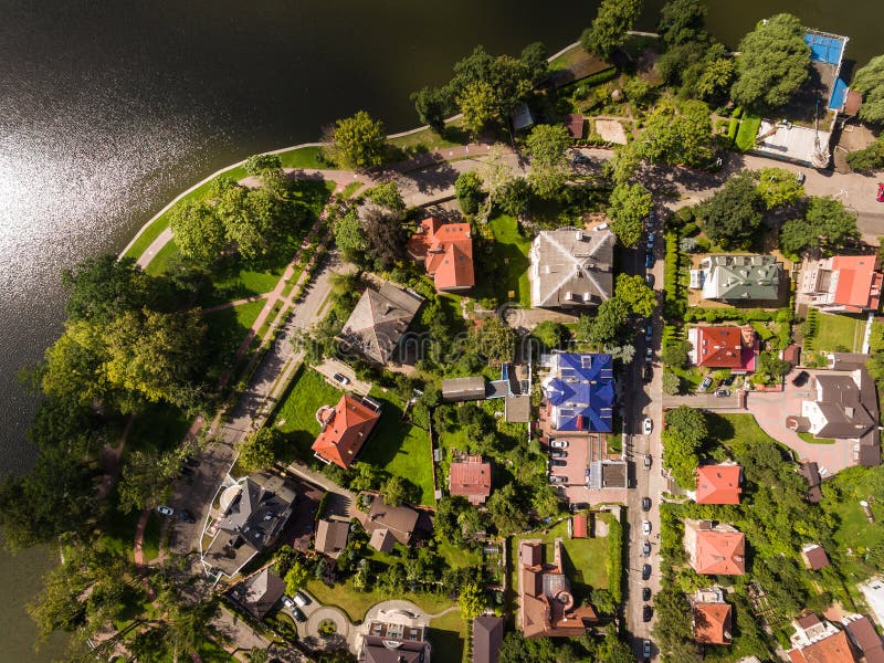 Upper Lake, top view stock image. Image of color, house - 98019645