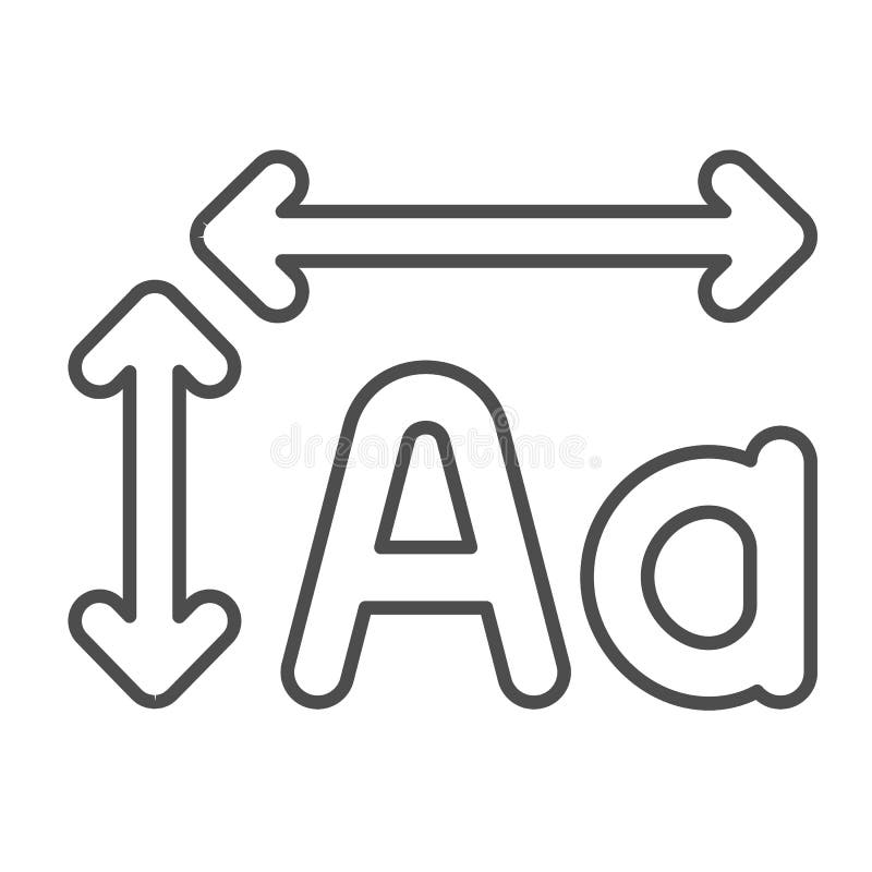 Upper and Lower Case Letters, Arrows, Text Layout Thin Line Icon ...