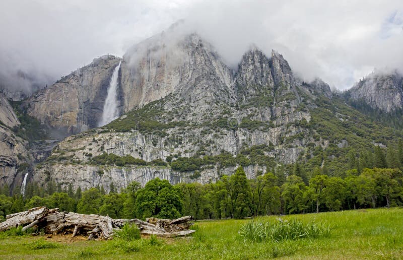 Upper and Lower Falls Yosemite National Park Stock Image - Image of ...