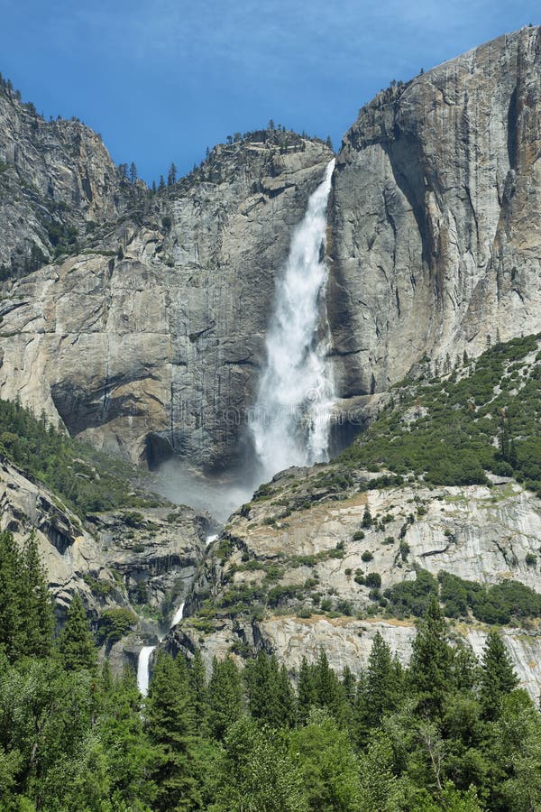 Upper and Lower Falls in Yosemite National Park Stock Photo - Image of ...