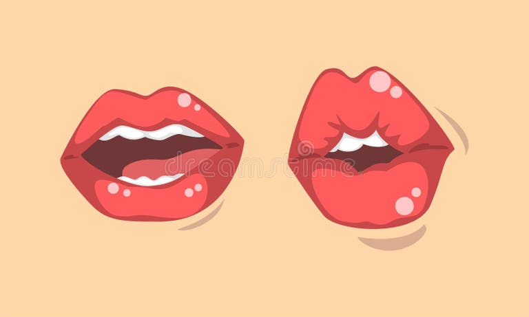 Upper and Lower Lips of Mouth Curving in Different Gestures Vector Set ...
