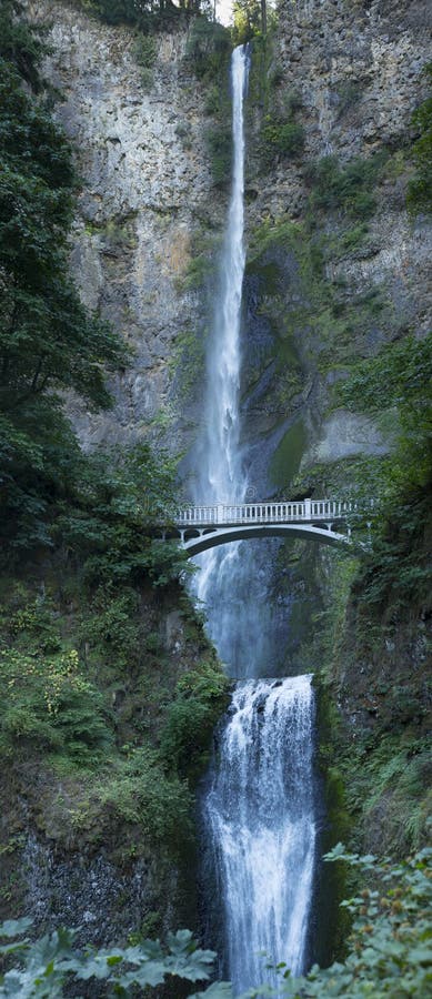 Upper & Lower Multnomah Falls with Benson Footbridge Stock Photo ...