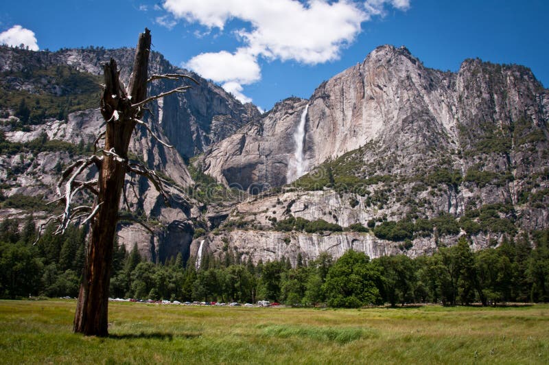 Upper and Lower Yosemite Falls Stock Image - Image of river, falls ...