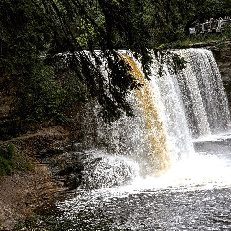 Michigan Waterfall in Autumn Stock Photo - Image of michigan, scenery ...