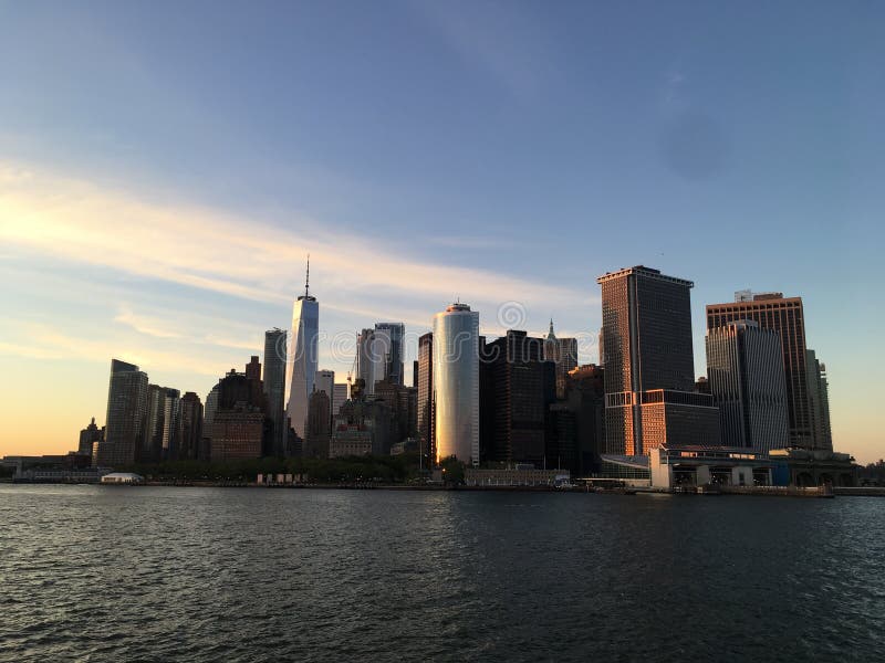 Upper New York Bay during Sunset in June in New York, NY. Stock Photo ...