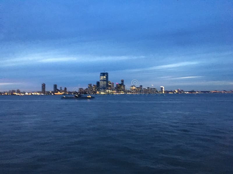 Upper New York Bay during Sunset in June in New York, NY. Stock Photo ...