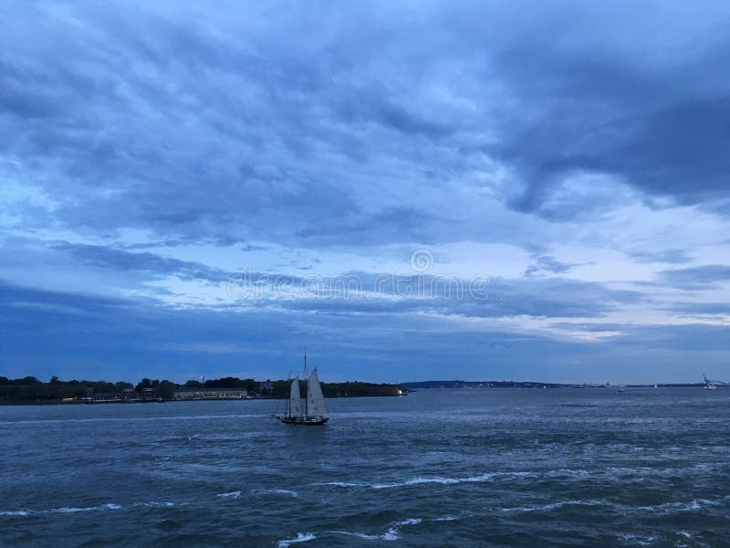Upper New York Bay during Sunset in June in New York, NY. Stock Image ...