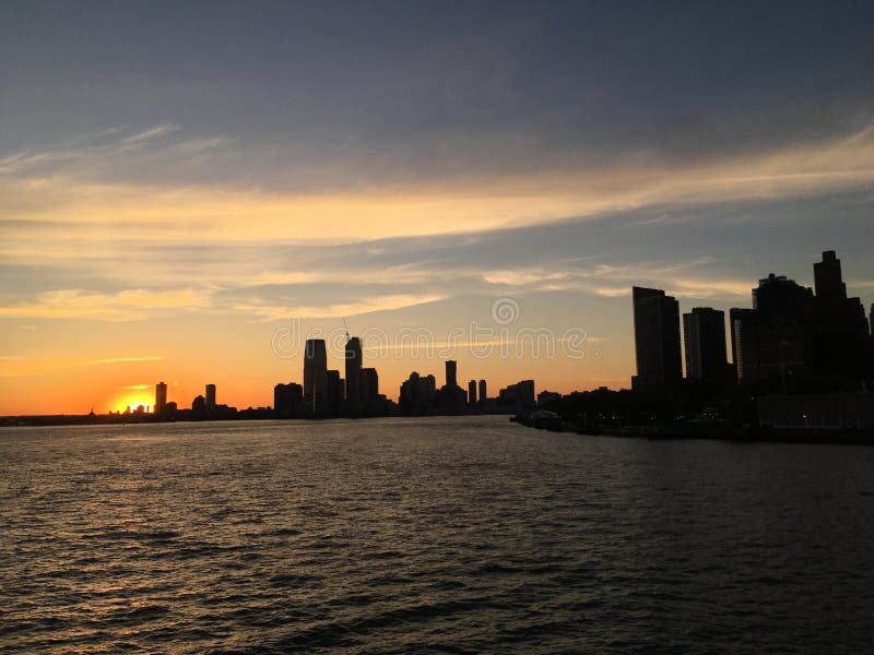 Upper New York Bay during Sunset in June in New York, NY. Stock Image ...