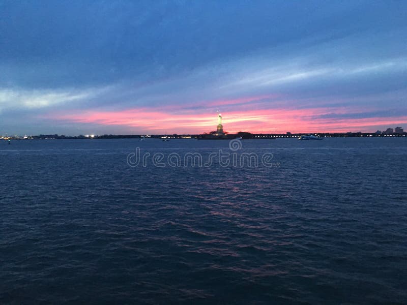 Upper New York Bay during Sunset in June in New York, NY. Stock Photo ...