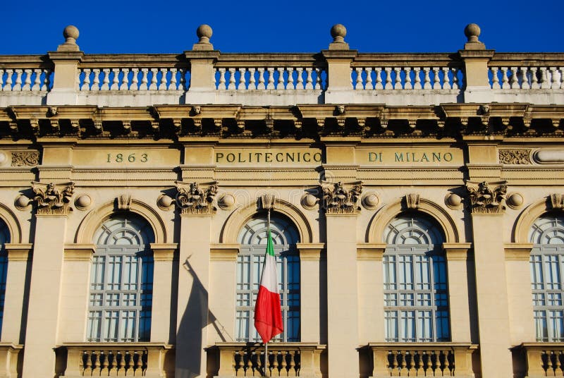 Top Part of Polytechnic University Building of Milan Stock Photo ...