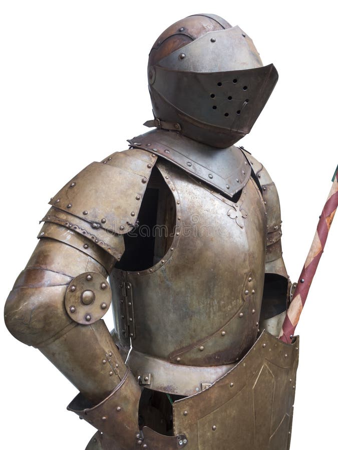 Upper Part of Knights Armor on White Stock Image - Image of head ...