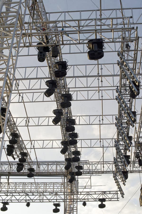 Spotlights and floodlights stock photo. Image of amplification - 243310996