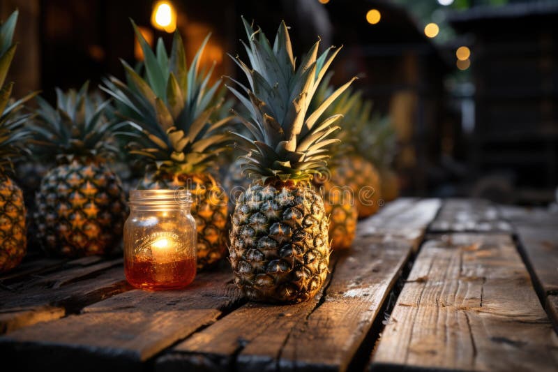 Upper Pineapple View on Woode Stock Illustration - Illustration of ...