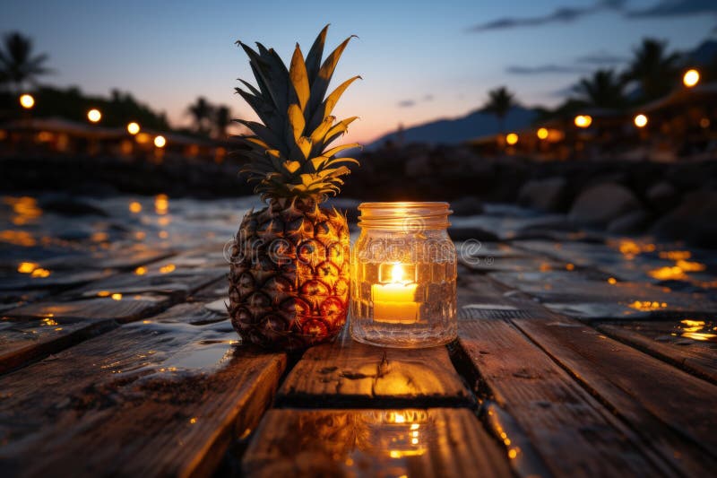 Upper Pineapple View on Woode Stock Illustration - Illustration of ...