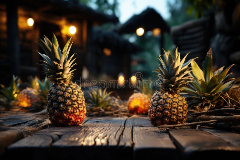 Upper Pineapple View on Woode Stock Illustration - Illustration of ...