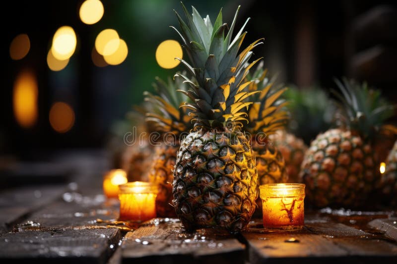 Upper Pineapple View on Woode Stock Illustration - Illustration of ...