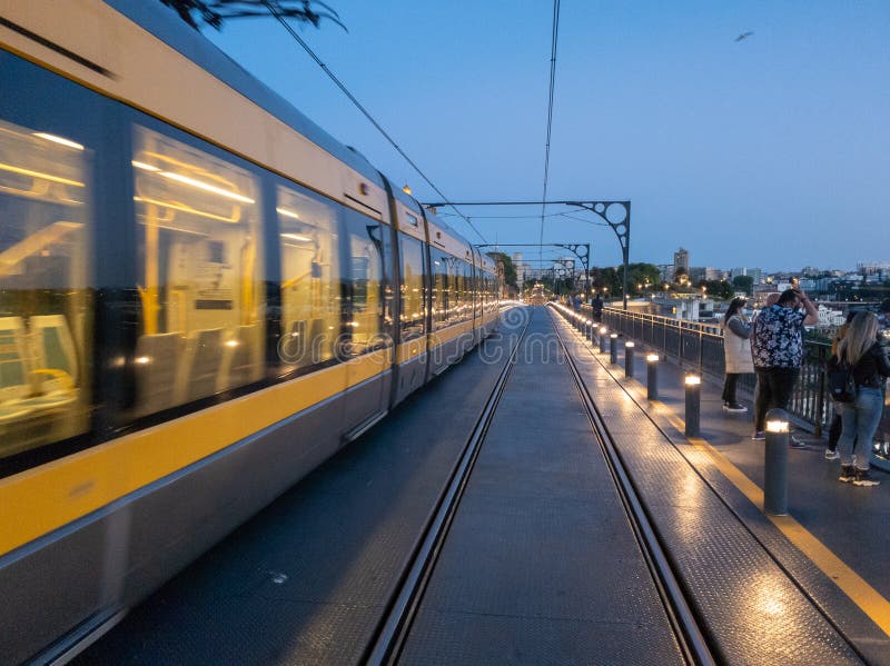 Upper Platform of the D.Luis I Bridge in Porto with the Passage of the ...