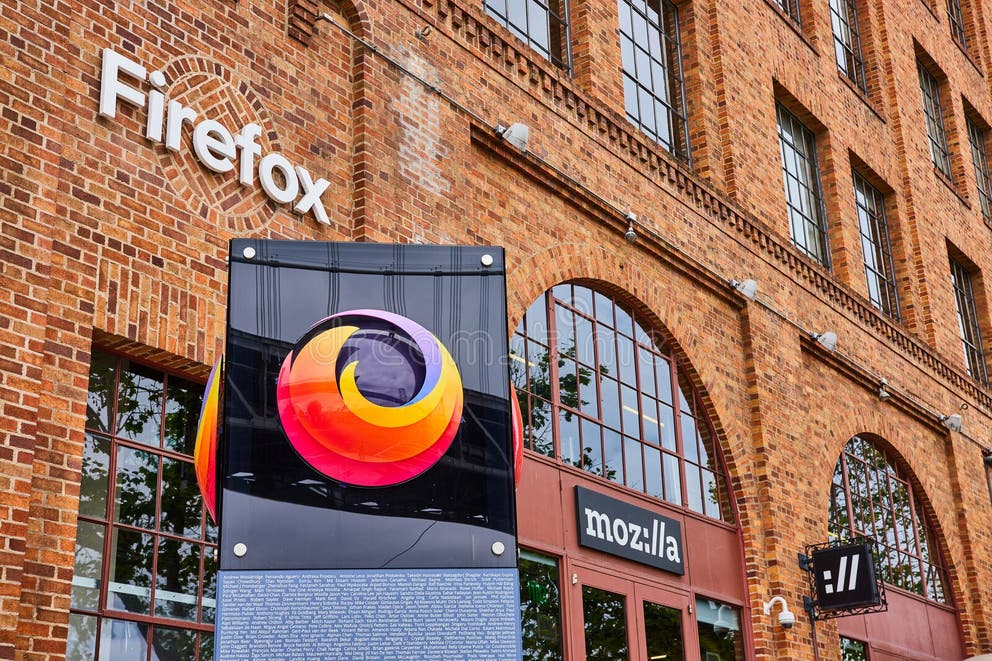 Upper Portion of Plaque for Firefox with Logo and Signage for Mozilla Brick and Mortar Building ...