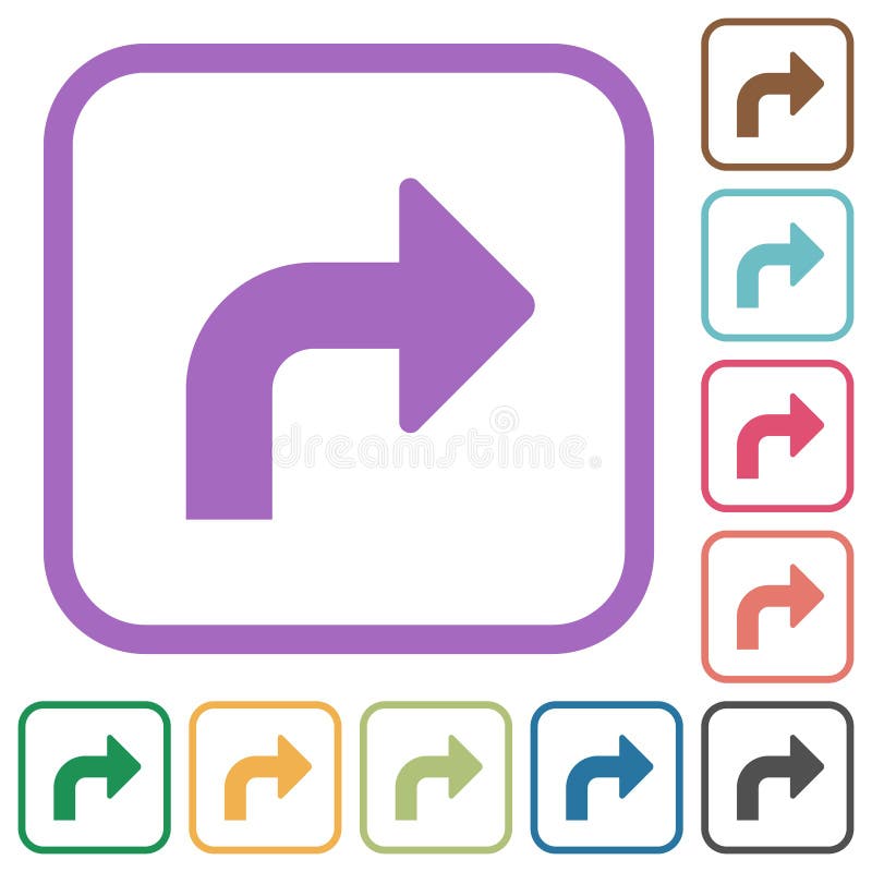 Upper Right Turn Arrow Solid Simple Icons Stock Vector - Illustration ...