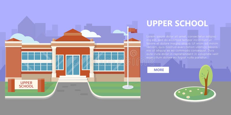 Upper School Building Vector in Flat Style Design Stock Vector ...