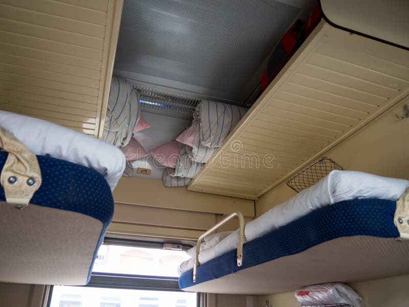 Upper Shelves in Second-class Compartment Wagon Stock Image - Image of ...