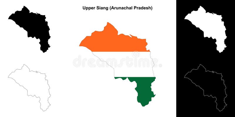 Upper Siang outline map stock vector. Illustration of silhouette ...