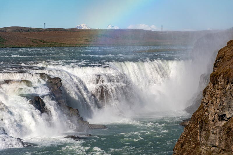 The Upper Stage of Waterfall Gullfoss, Main Landmark of the Golden ...