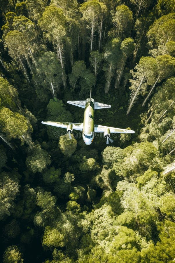 Upper View of an Airplane in a Forest Generative AI Stock Illustration ...