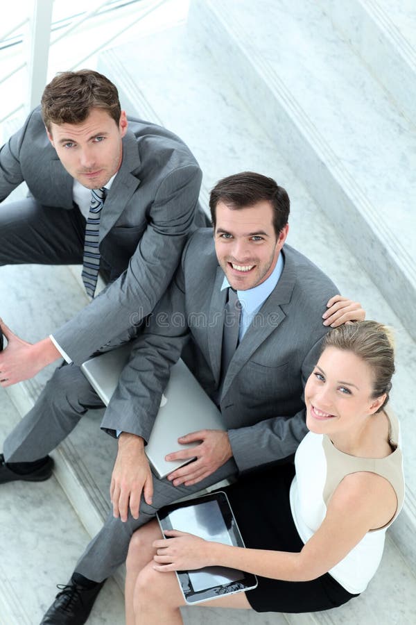 Upper View of Business People Smiling Stock Photo - Image of business ...