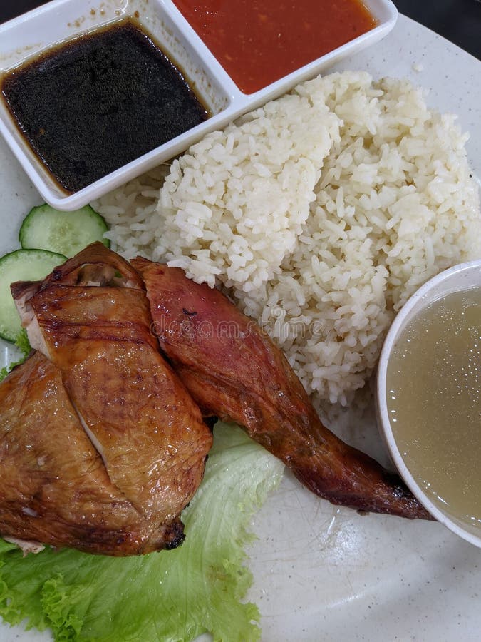 Upper View of Chicken Rice Menu for Lunch Stock Photo - Image of lunch ...