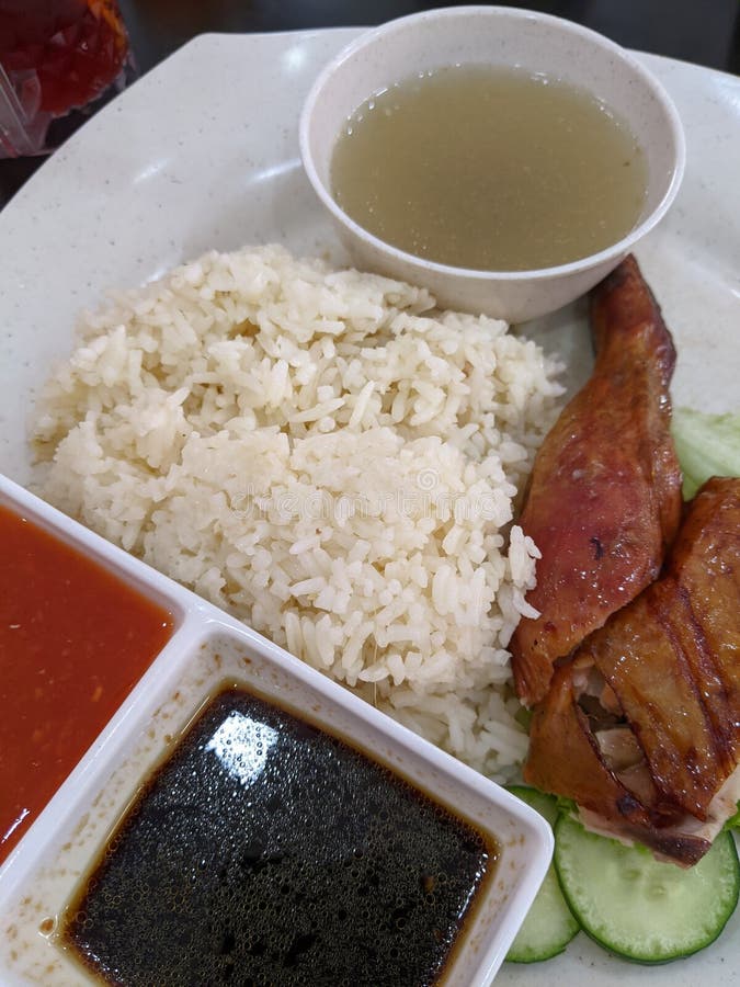 Upper View of Chicken Rice Menu for Lunch Stock Image - Image of ...