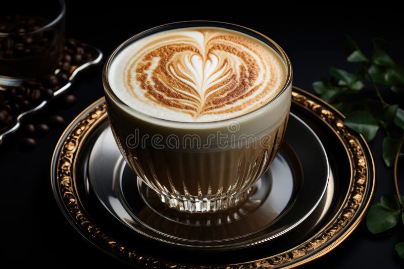 Upper View of Coffee with Milk on the Dark Egg Stock Illustration ...