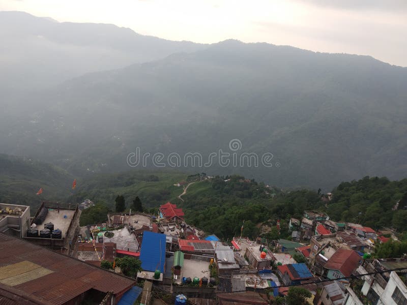 Upper view of hill village stock image. Image of upper - 168864383