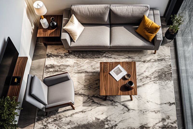 Upper View of Modern Living Room Interior Generative AI Stock ...