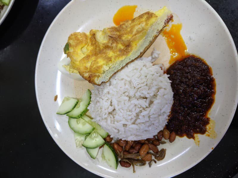 Upper View of Nasi Lemak Menu for Lunch Stock Image - Image of lemak ...