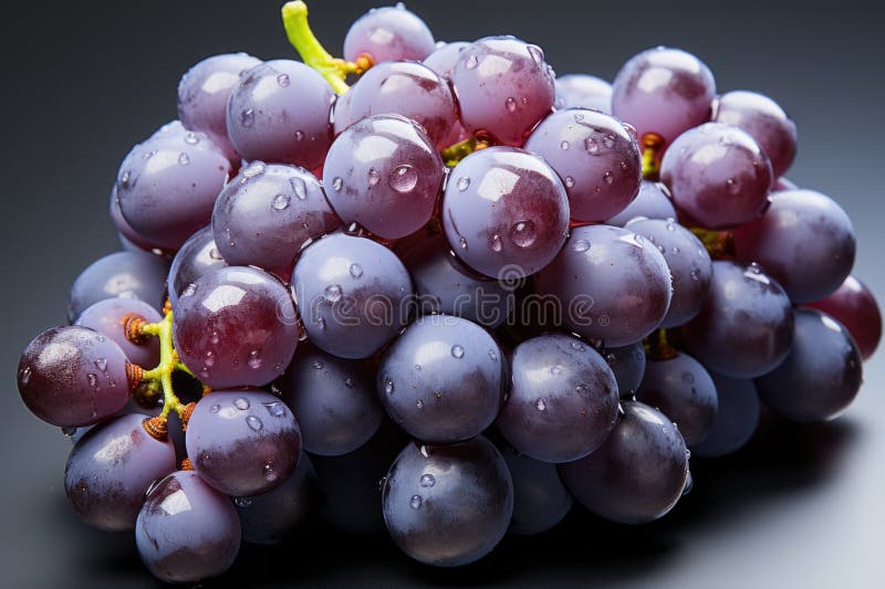 Upper View of Round Gray Grapes in Gray Background with Co Stock ...