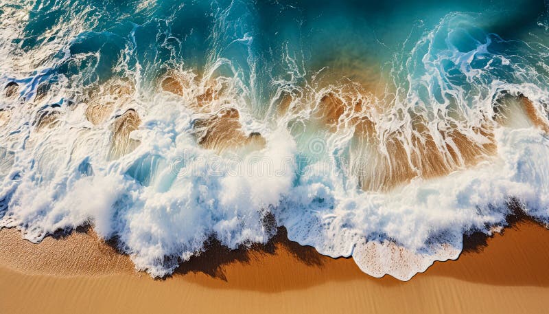 Upper View of Sea Waves on the Beach Generative AI Stock Illustration ...