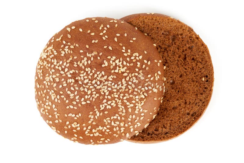 Sliced Hamburger Bun on White, Top View. Bread Product Stock Photo ...