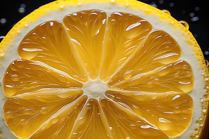 Upper View of Sliced ??lemon on the Black Stock Illustration ...