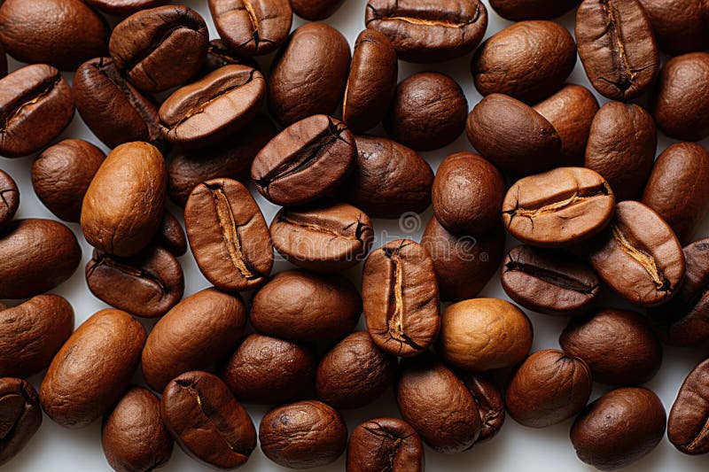 Upper View of Toasted Coffee Beans, Isolated in the White Background ...